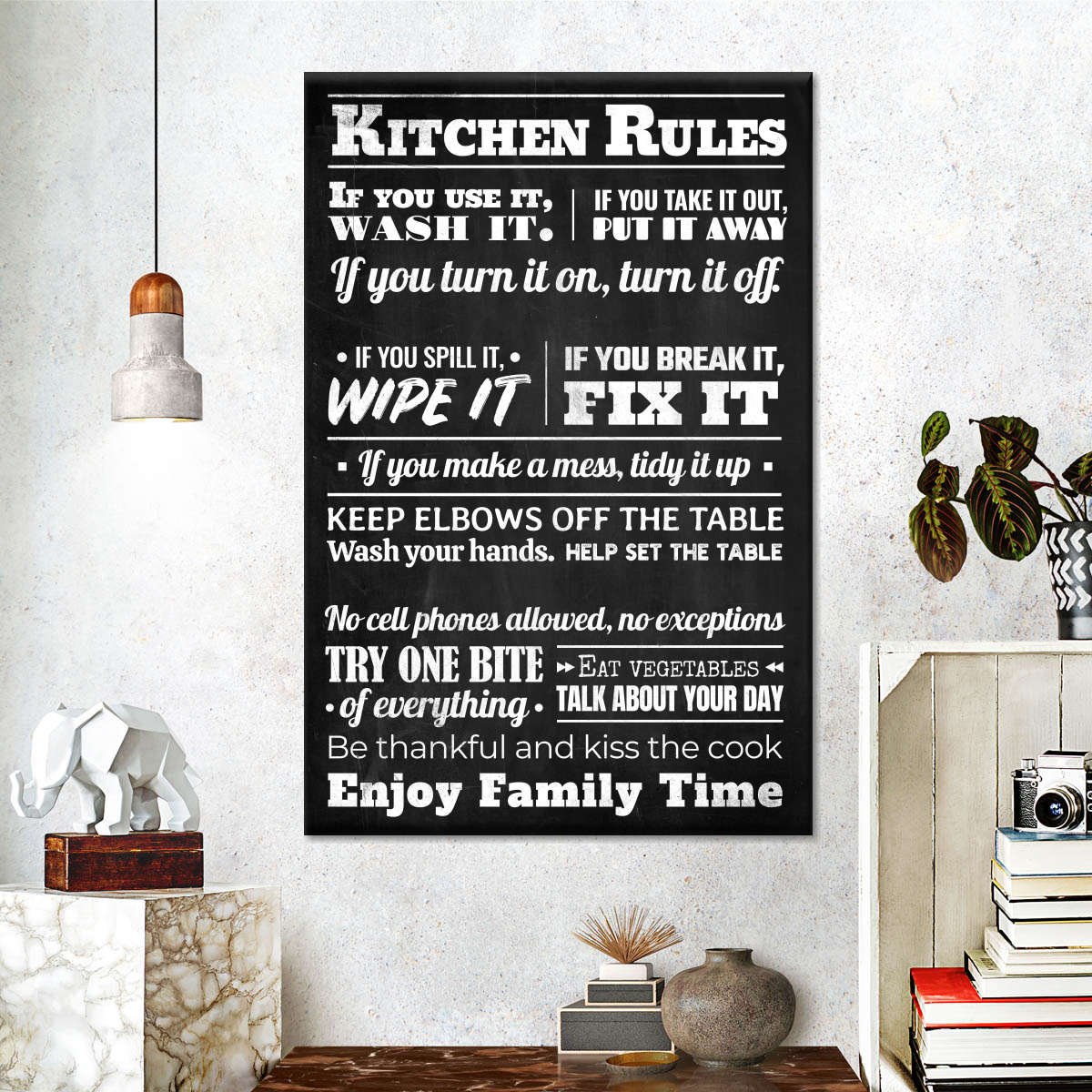 Trinx Chalkboard Kitchen Rules Canvas Print - Wayfair Canada